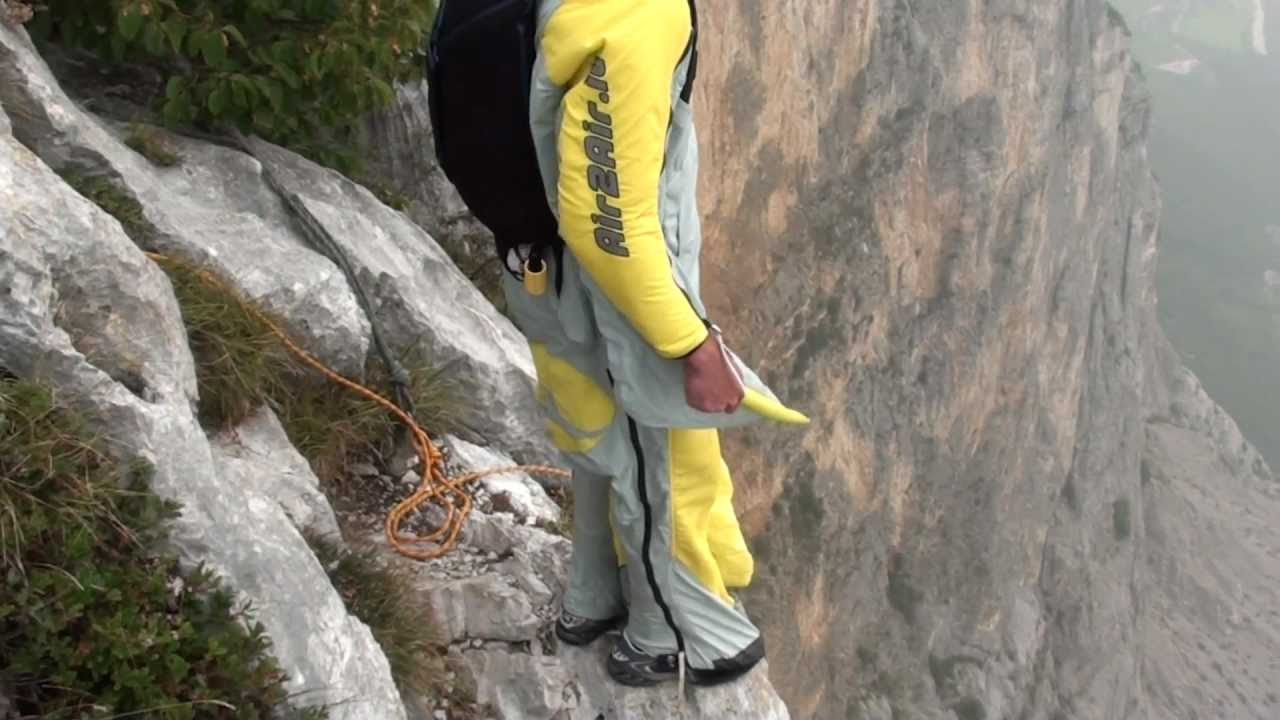 My first wingsuit BASE jump - YouTube
