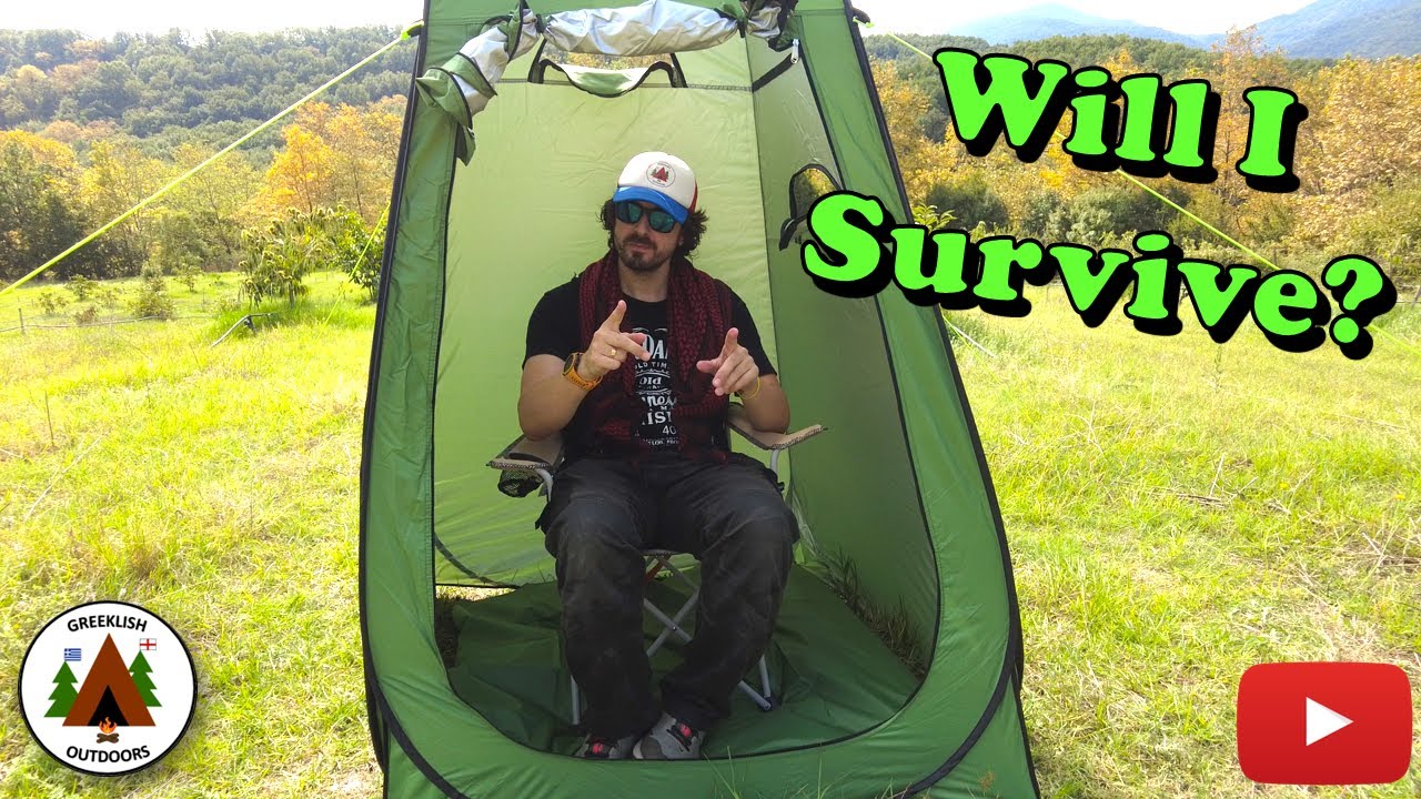Camping in a Pop UP Toilet Tent - Will I Survive the Night? - YouTube