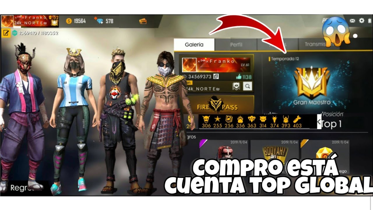 Compro Esta Cuenta Top Global 😱con Todos Los Pases Elite En Free Fire