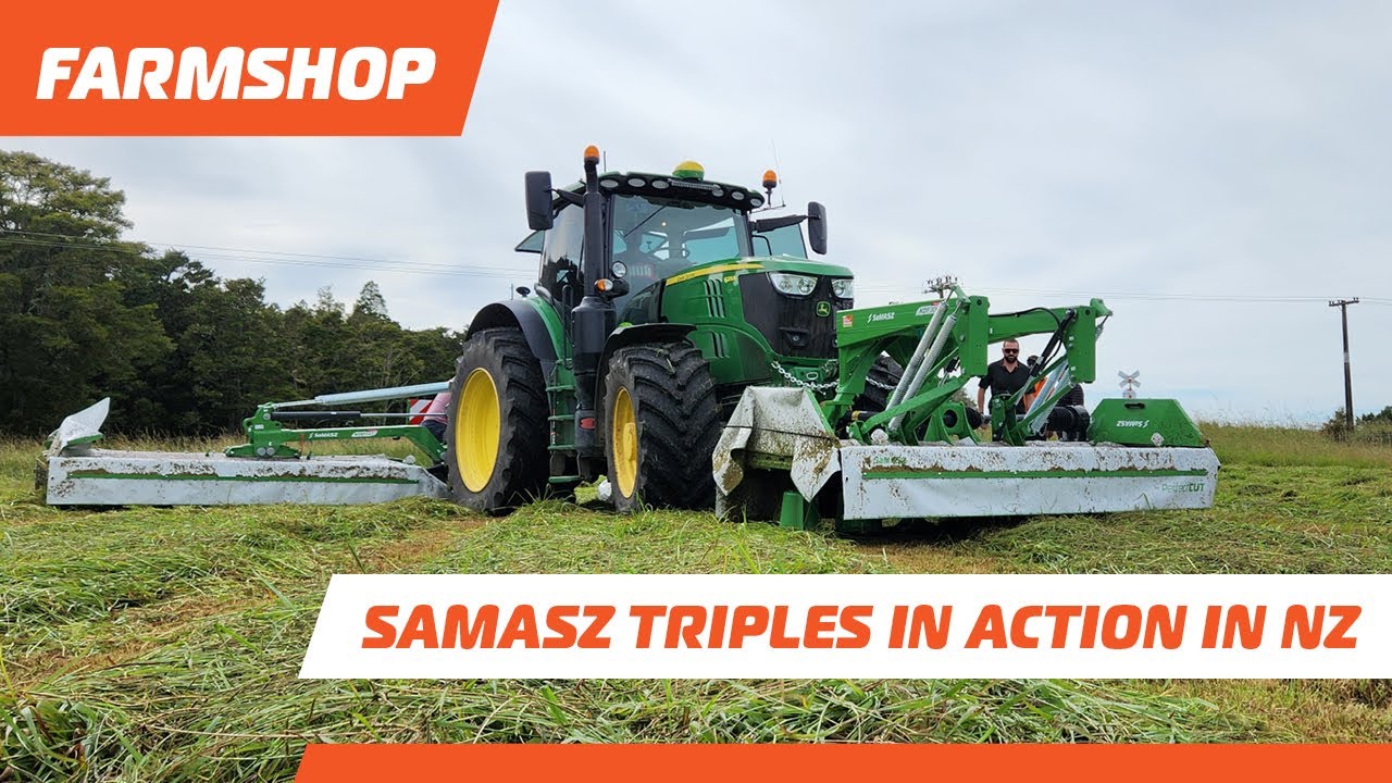 SaMASZ Triples in action in NZ, mowers made for New Zealand - YouTube