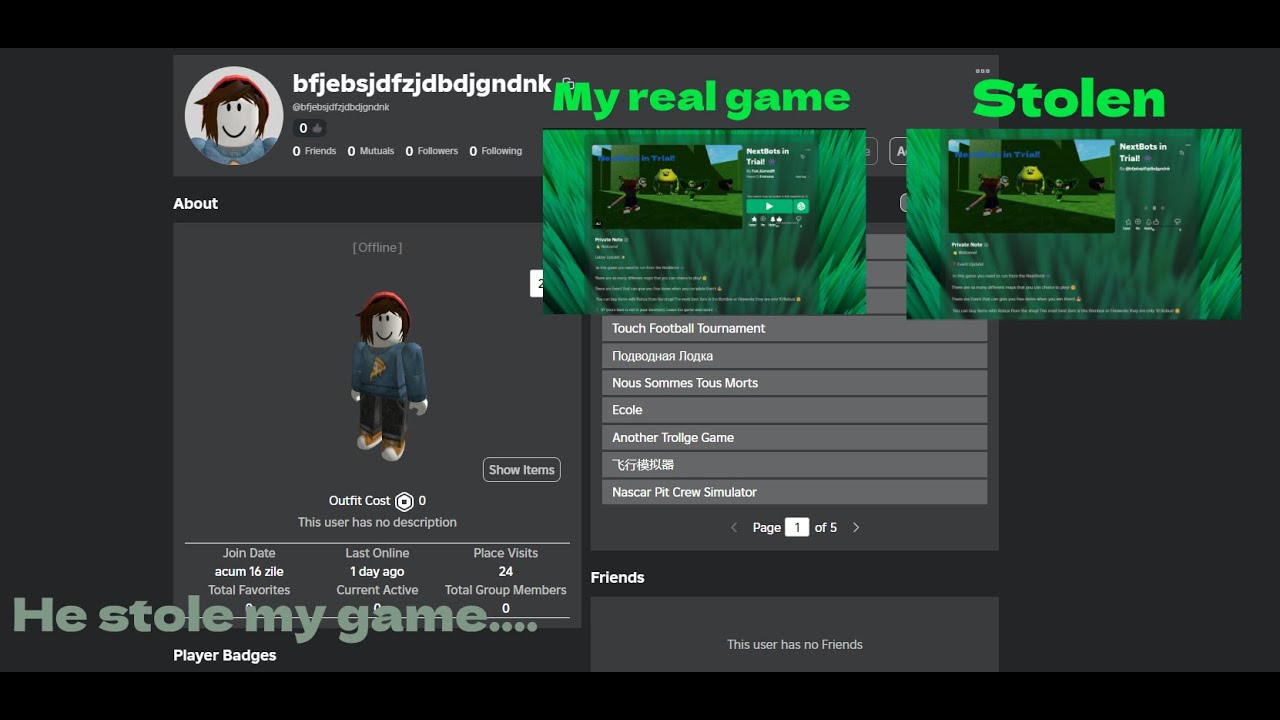 Someone or a Bot stole my roblox game... - YouTube