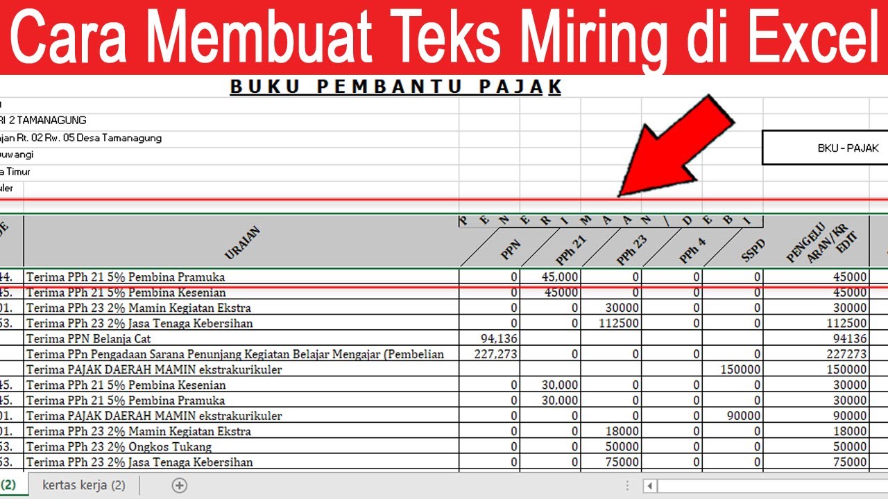 cara memiringkan atau membuat tulisan miring di excel - YouTube