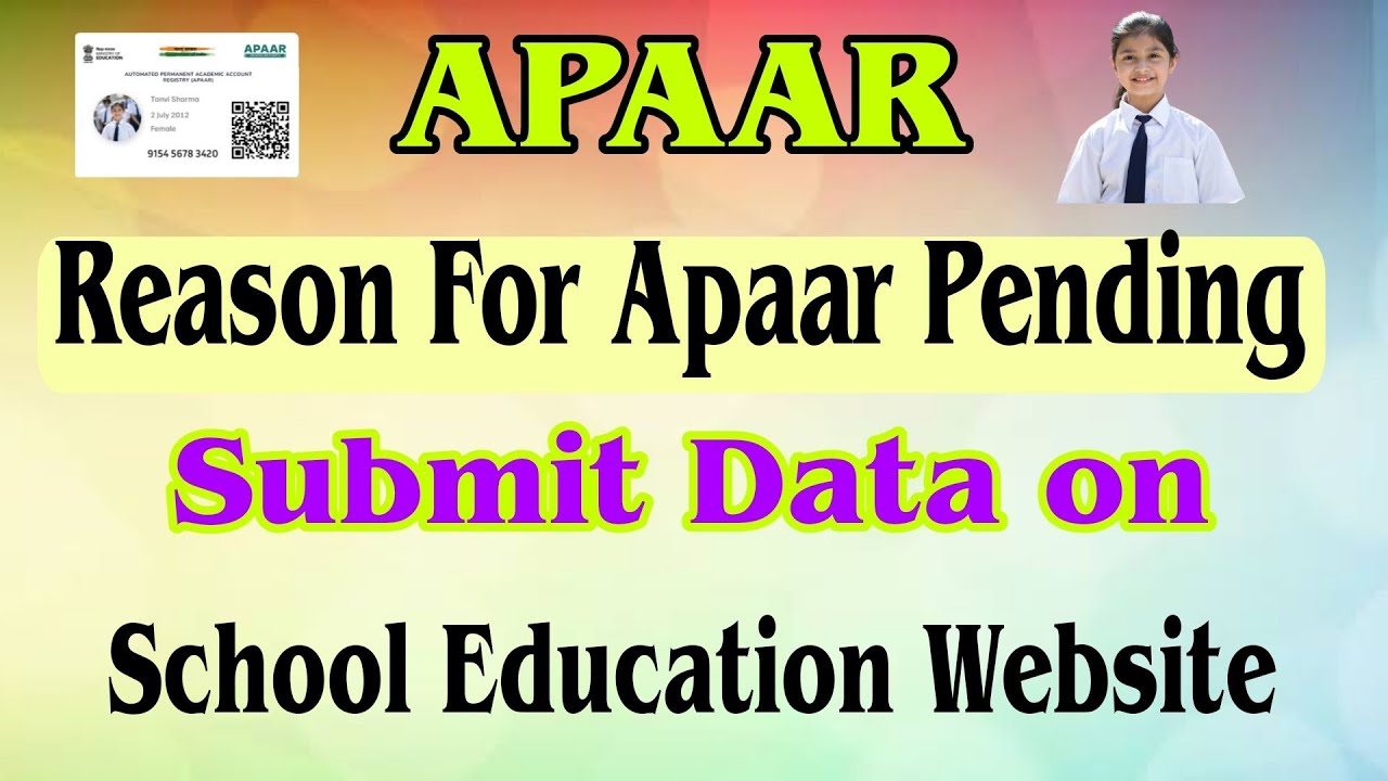 How to submit apaar pending details in school education website ...