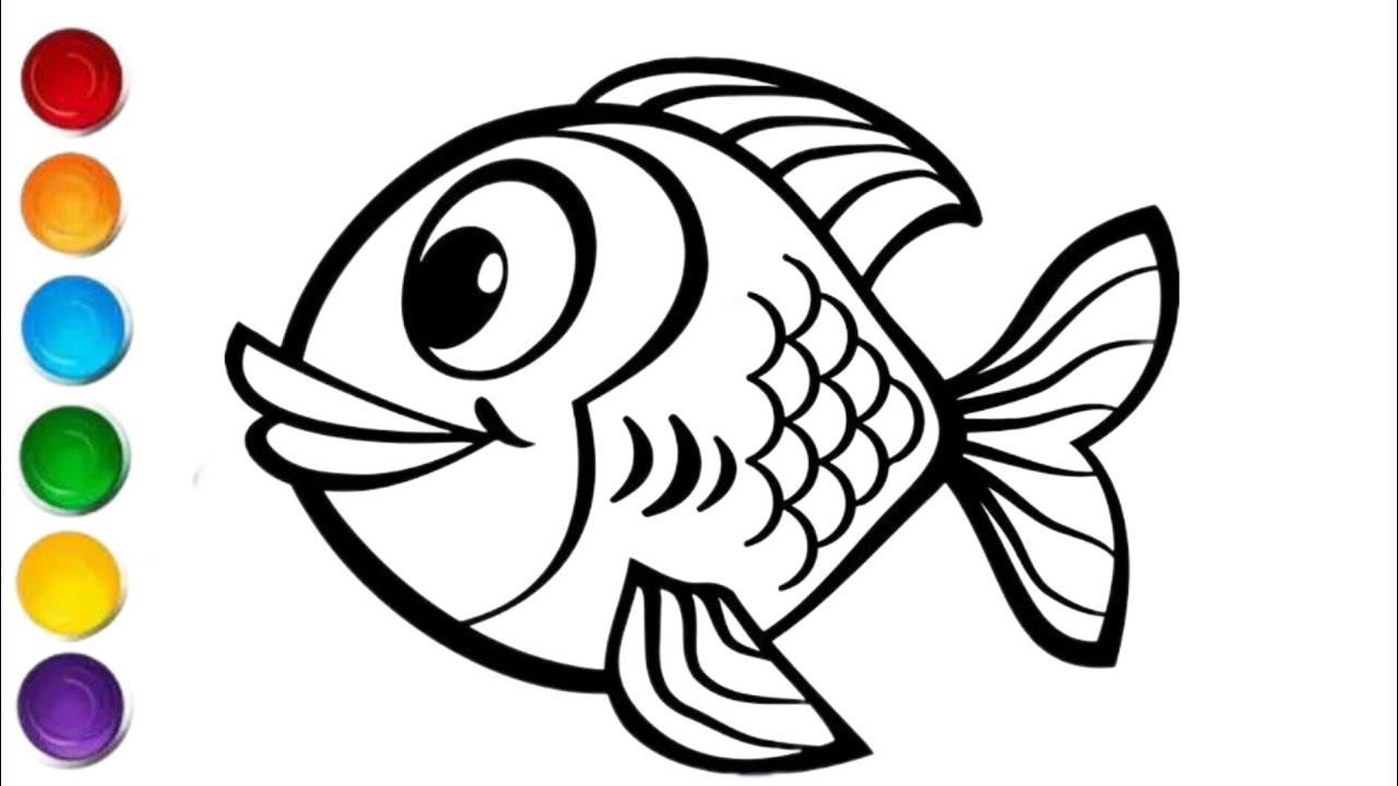 Fish Painting Easy | Fish Drawing Cartoon | Simple Fish Drawing Video ...