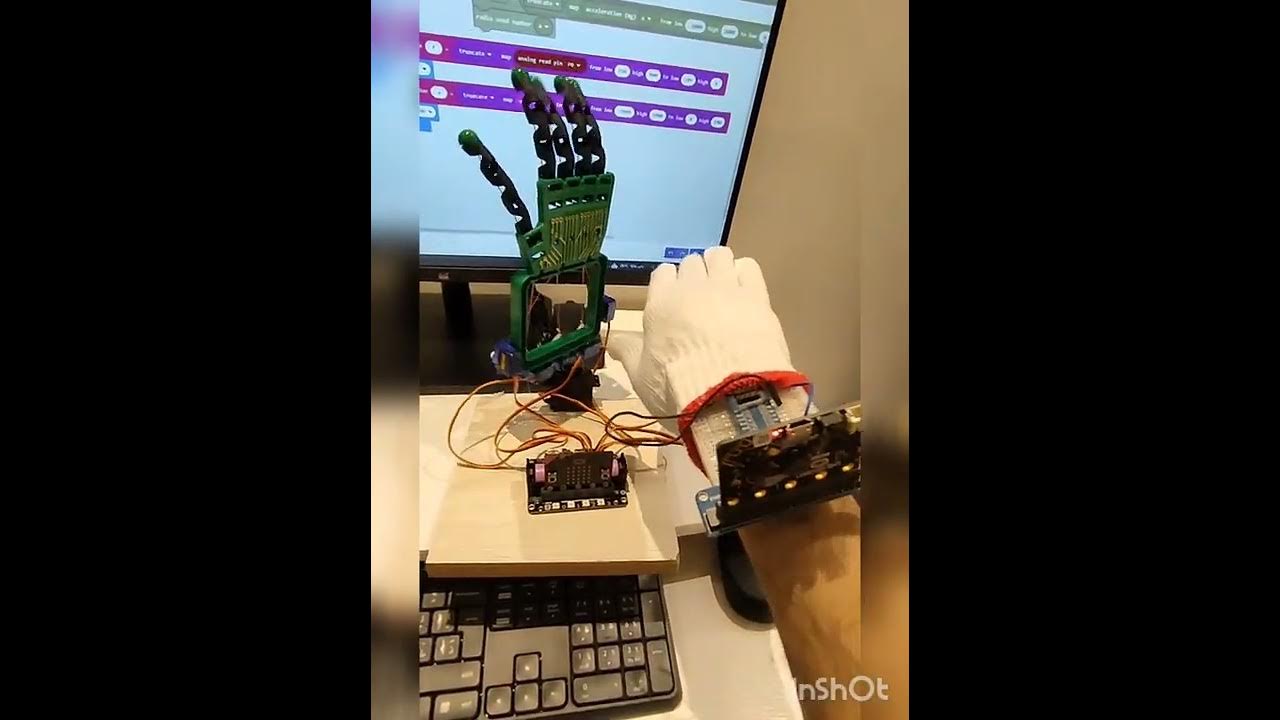 #microbit robotic hand controlled by flex sensor - YouTube