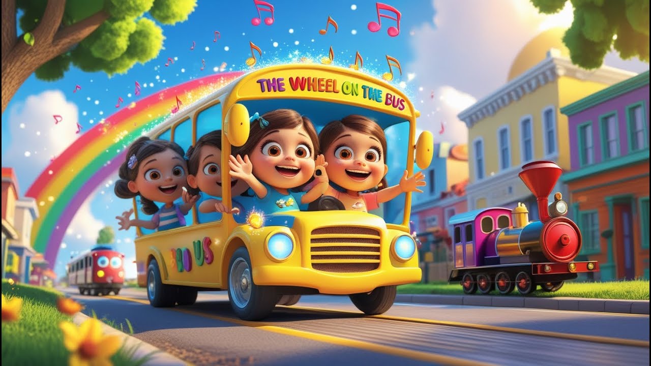 THE WHEELS ON THE BUS | A Fun Rhyming Ride for Kids || Nursery Kid's ...