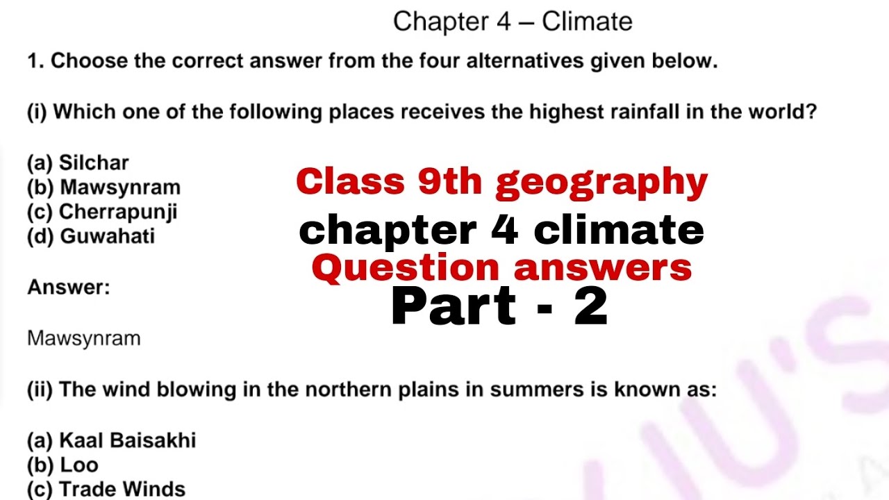 Class 9th geography chapter 4 climate question answers | Full ...