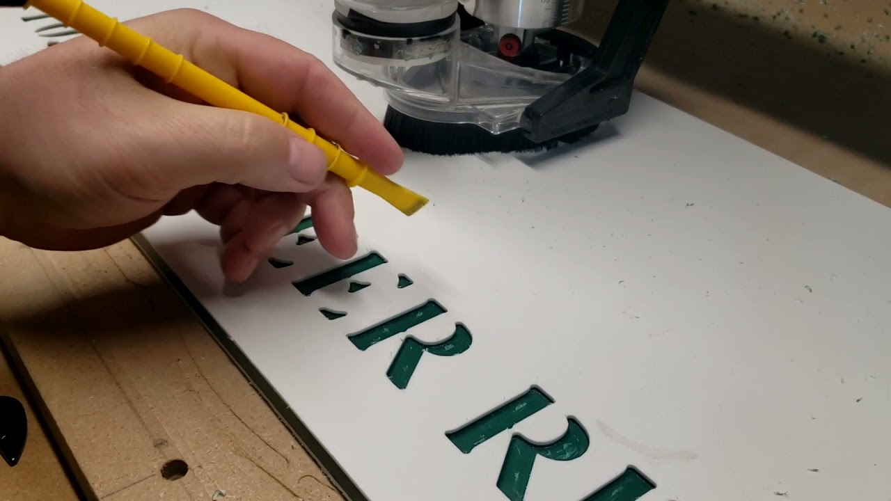 How to cut Hdpe Colorcore custom cnc sign - YouTube
