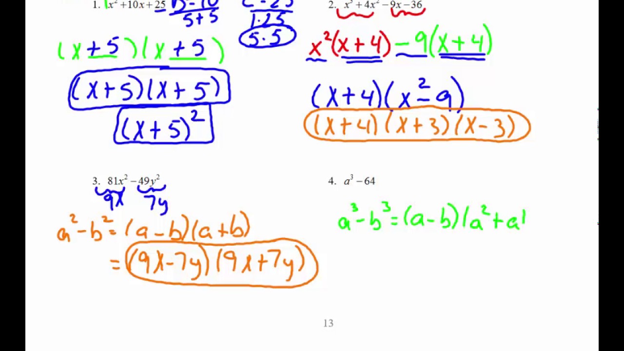 Sec. 6.3 Factoring Special Products - YouTube