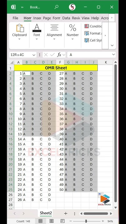 OMR Sheet in excel #excelformula #excel #omrsheet #exceltricks - YouTube