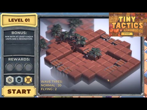 Tiny Tactics #27 Beach Level 1 - 4 Aqua & 4 Resonators - Nightmare - YouTube