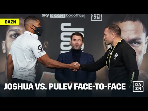 Anthony Joshua & Kubrat Pulev Face-Off, Exchange Respectful Handshake Afterwards