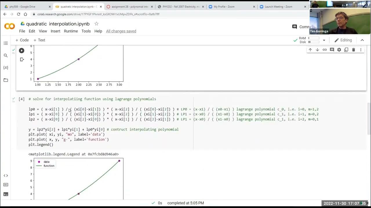 coding of interpolating polynomials between data points - YouTube