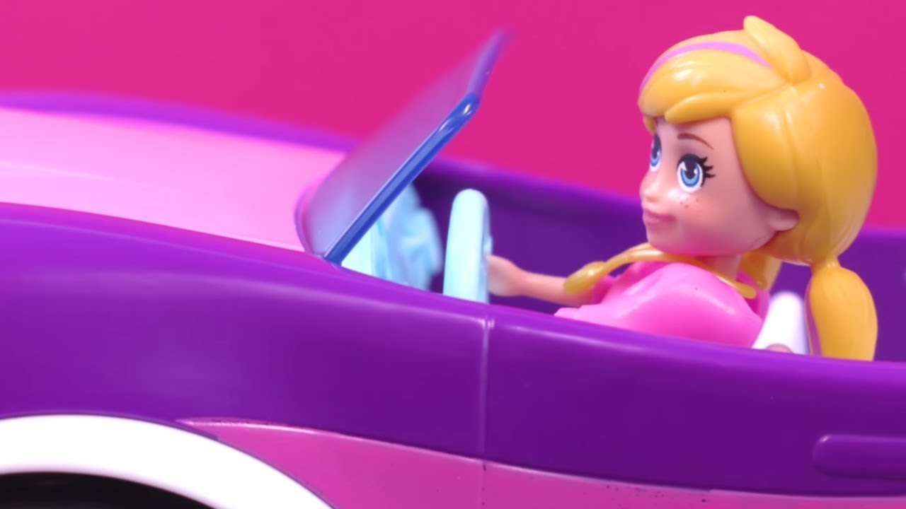 Polly Pocket 🌈 ️💜SUV Race🌈 ️💜Polly Pocket Toy Play 🌈💜Videos For Kids ...