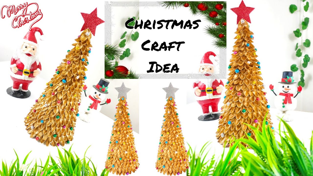 How To Make Christmas Tree | Pista Shell Craft Ideas | Christmas ...