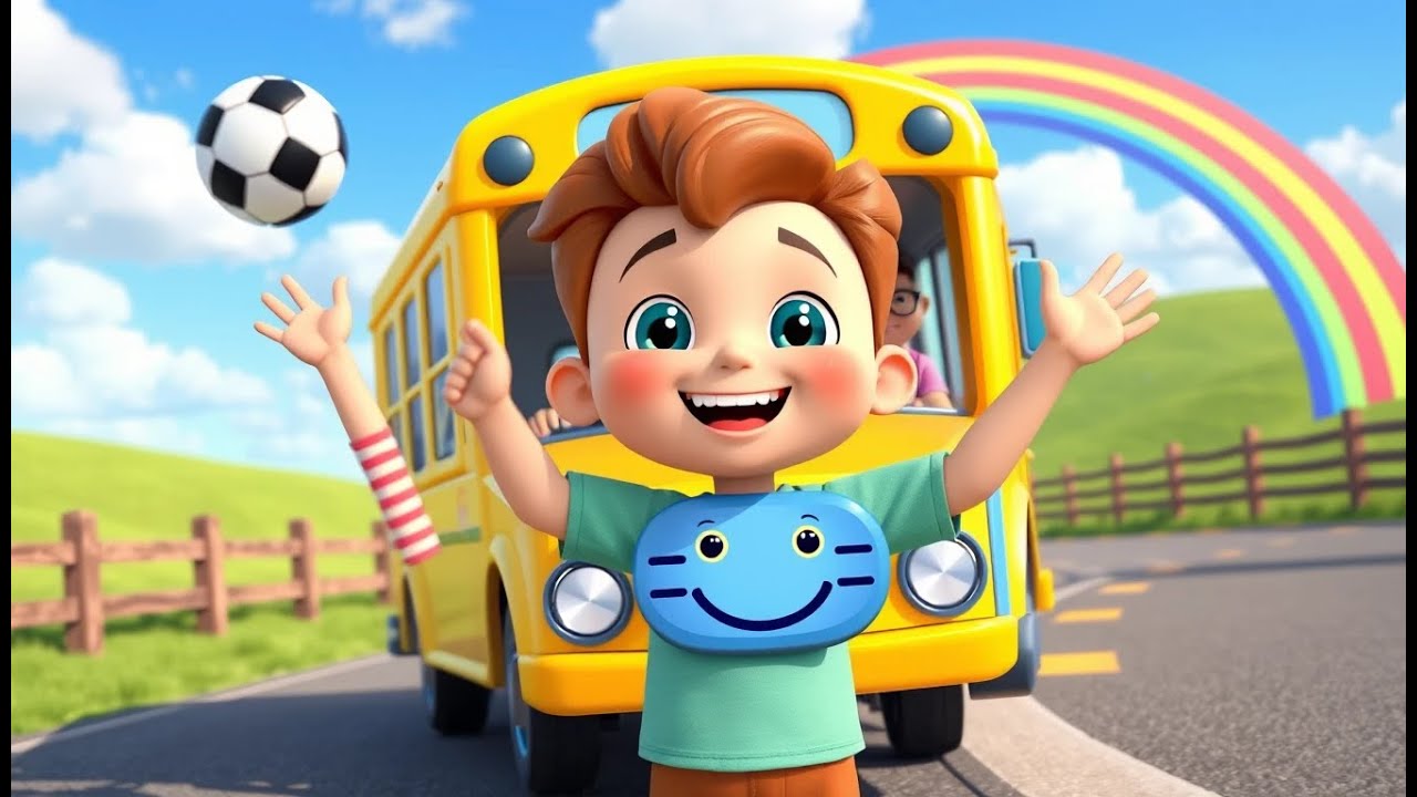 Wheels on the Bus 🚍 | Sing-Along Nursery Rhyme | Happy Tunes Kids ...