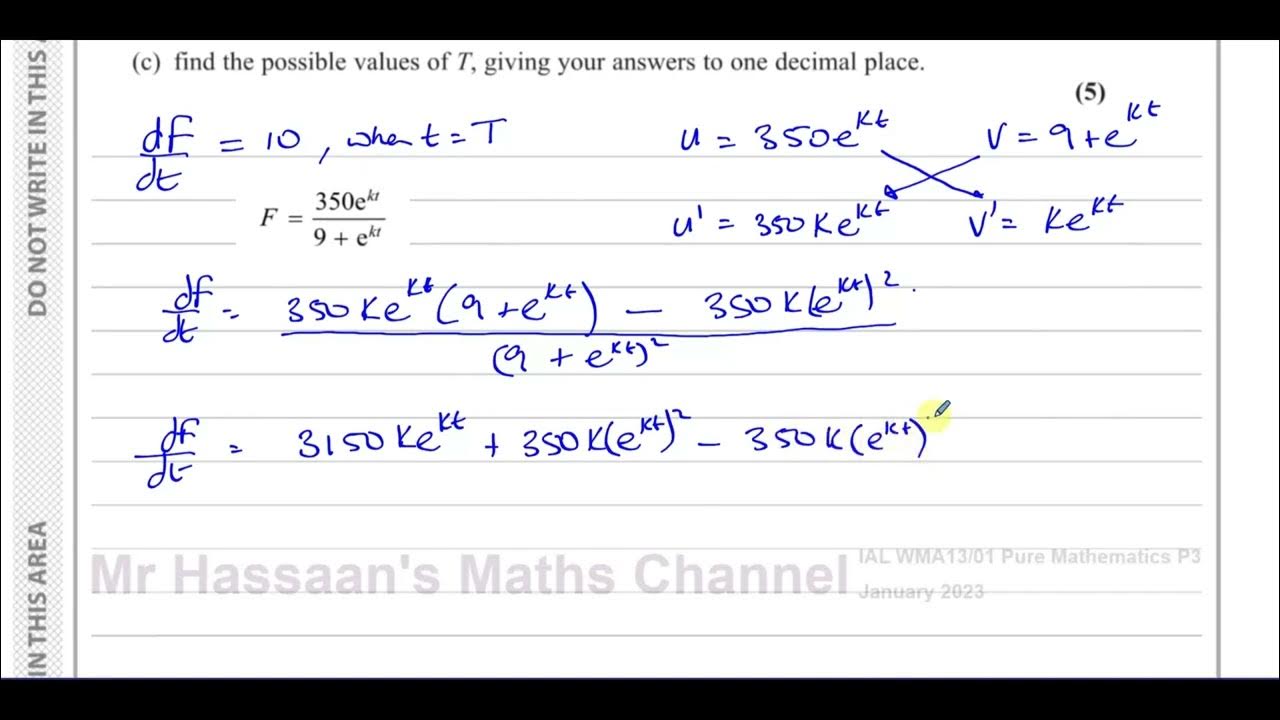 WMA13/01 (Edexcel) IAL P3 January 2023, Q10, Exponentials ...