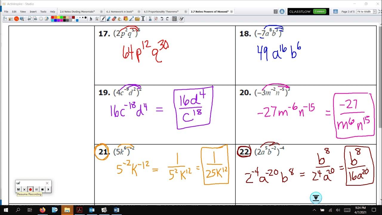 Lesson 2 7 Powers of Monomials - YouTube