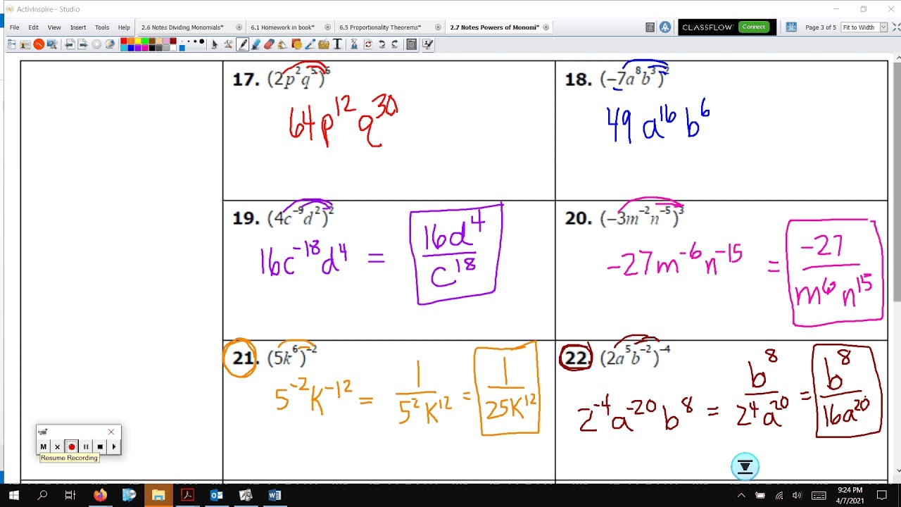 Lesson 2 7 Powers Of Monomials YouTube Lesson 2 7 Powers Of Monomials YouTube