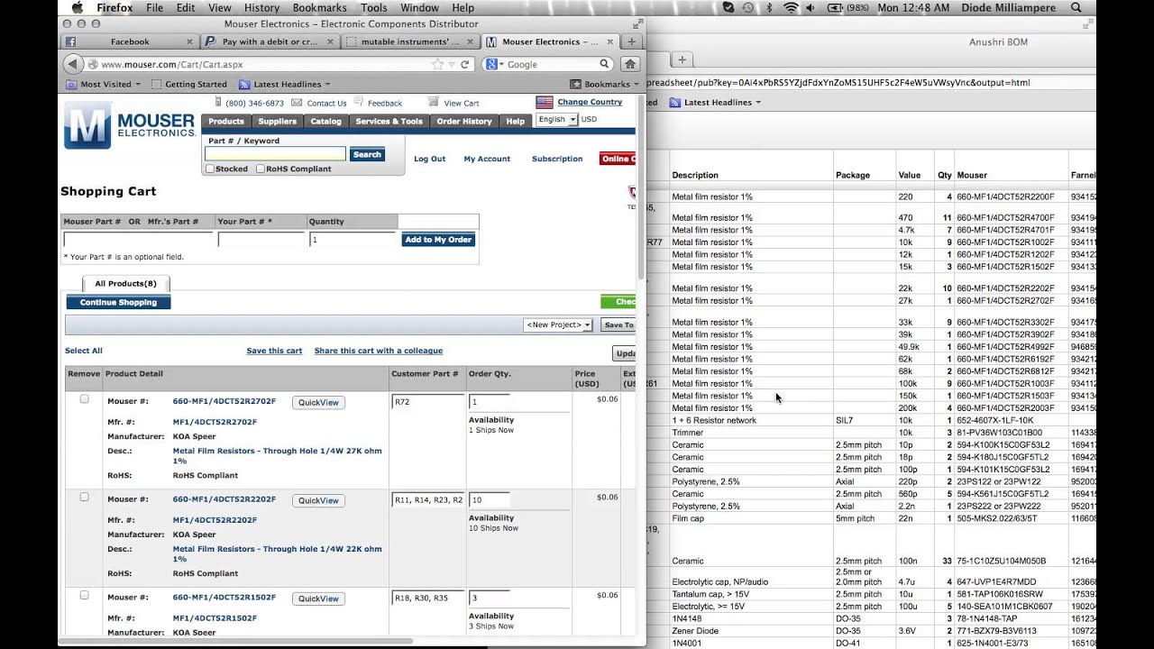 Ordering Parts from Mouser quickly and efficiantly. (Anushri) - YouTube