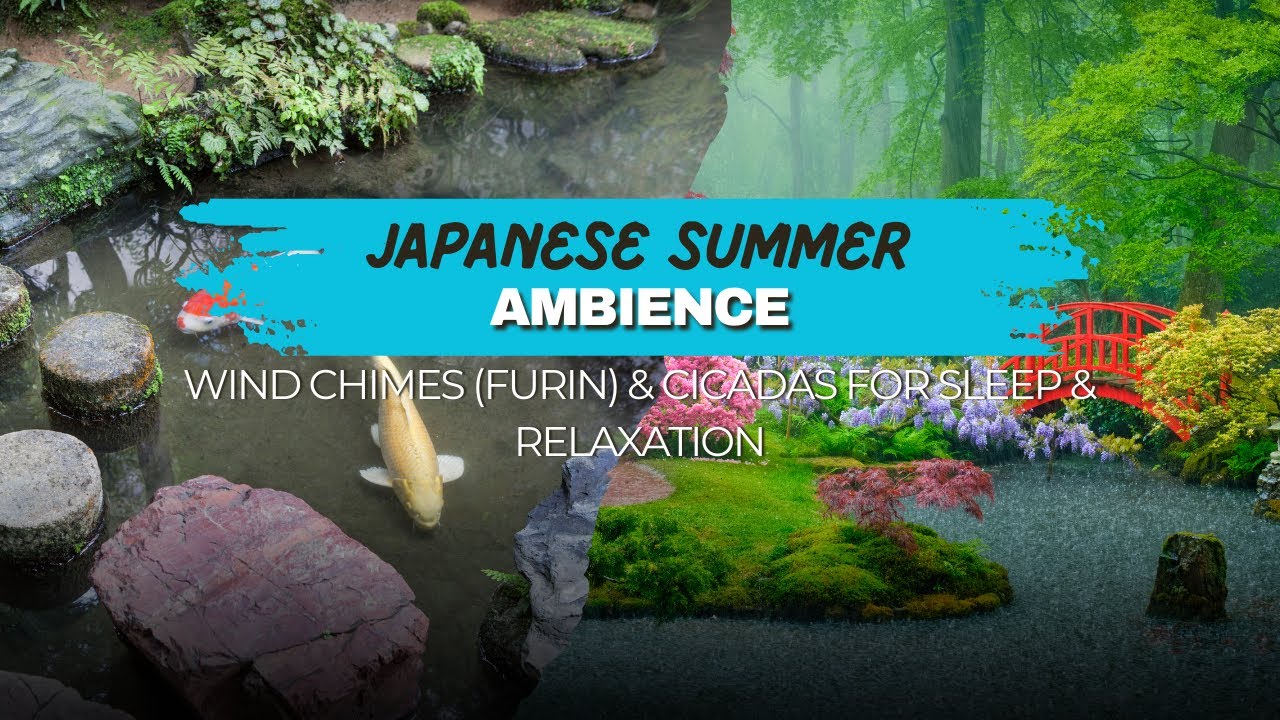 Japanese Summer Ambience | Wind Chimes & Crickets for Sleep ...