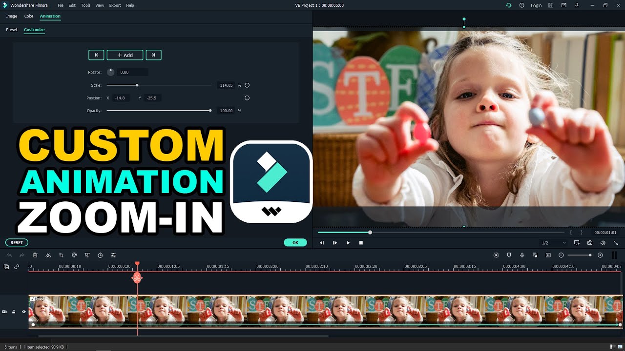 How to Create Custom Animation Zoom-In Filmora - YouTube