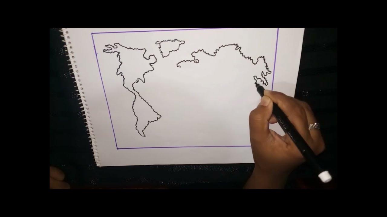 How to draw World map easily 💓 - YouTube