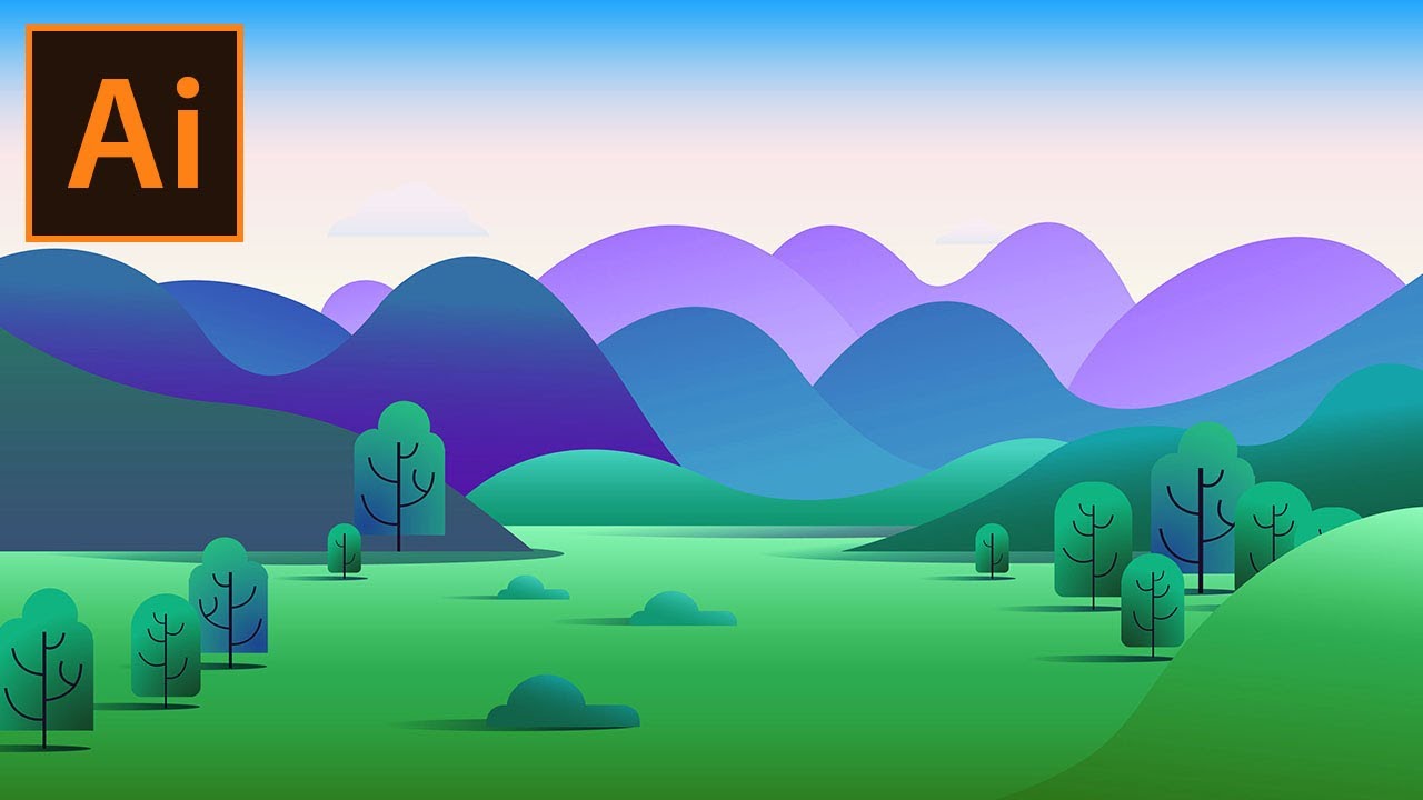 Landscape Background In Adobe Illustrator Speed Art Youtube