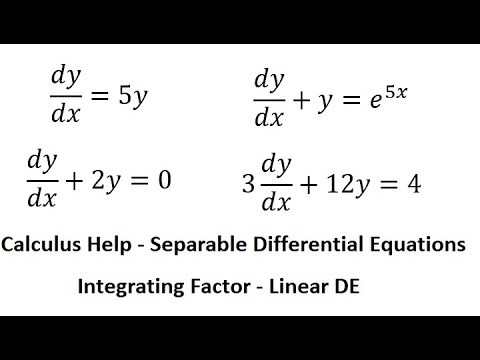 Separable and Linear Differential Equations - dy/dx=5y, dy/dx+2y=0, dy ...