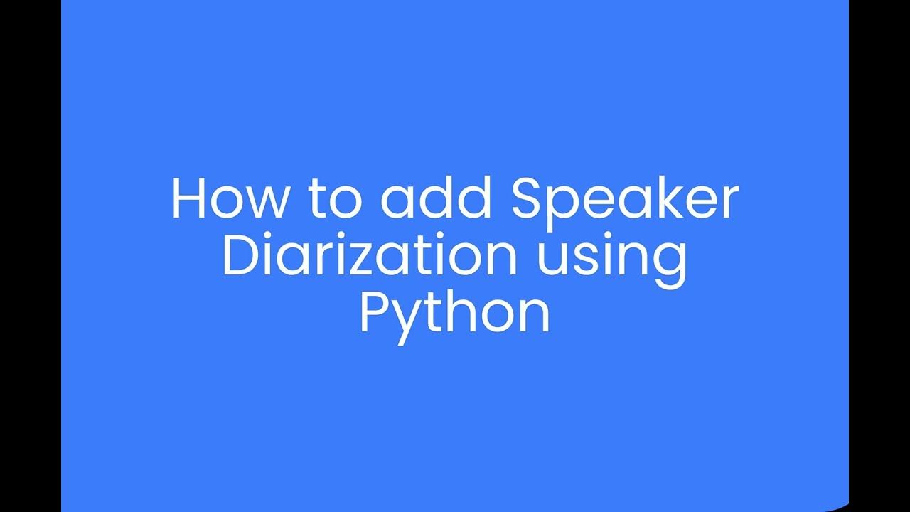 Speaker Diarization: How to detect different speakers in an audio recording - YouTube