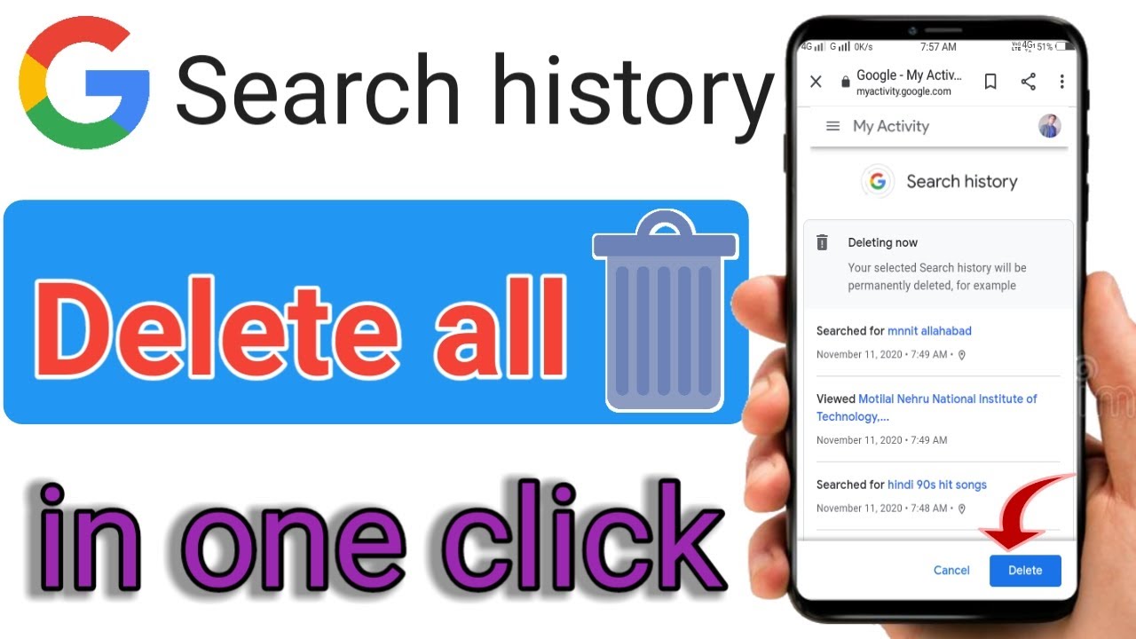 How to delete all google search history in just one click (2020-2021 ...