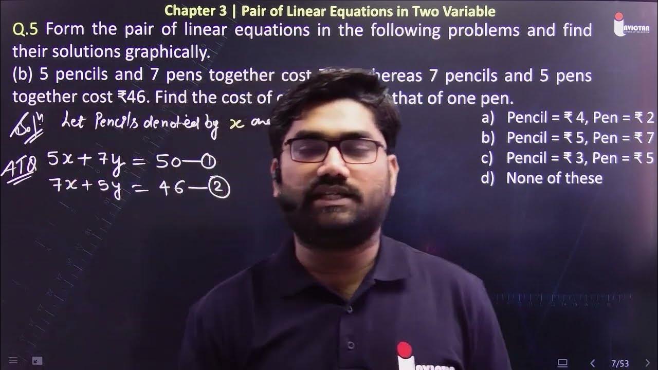 Q.5 Form the pair of linear equations in the following problems find their solutions graphically ...