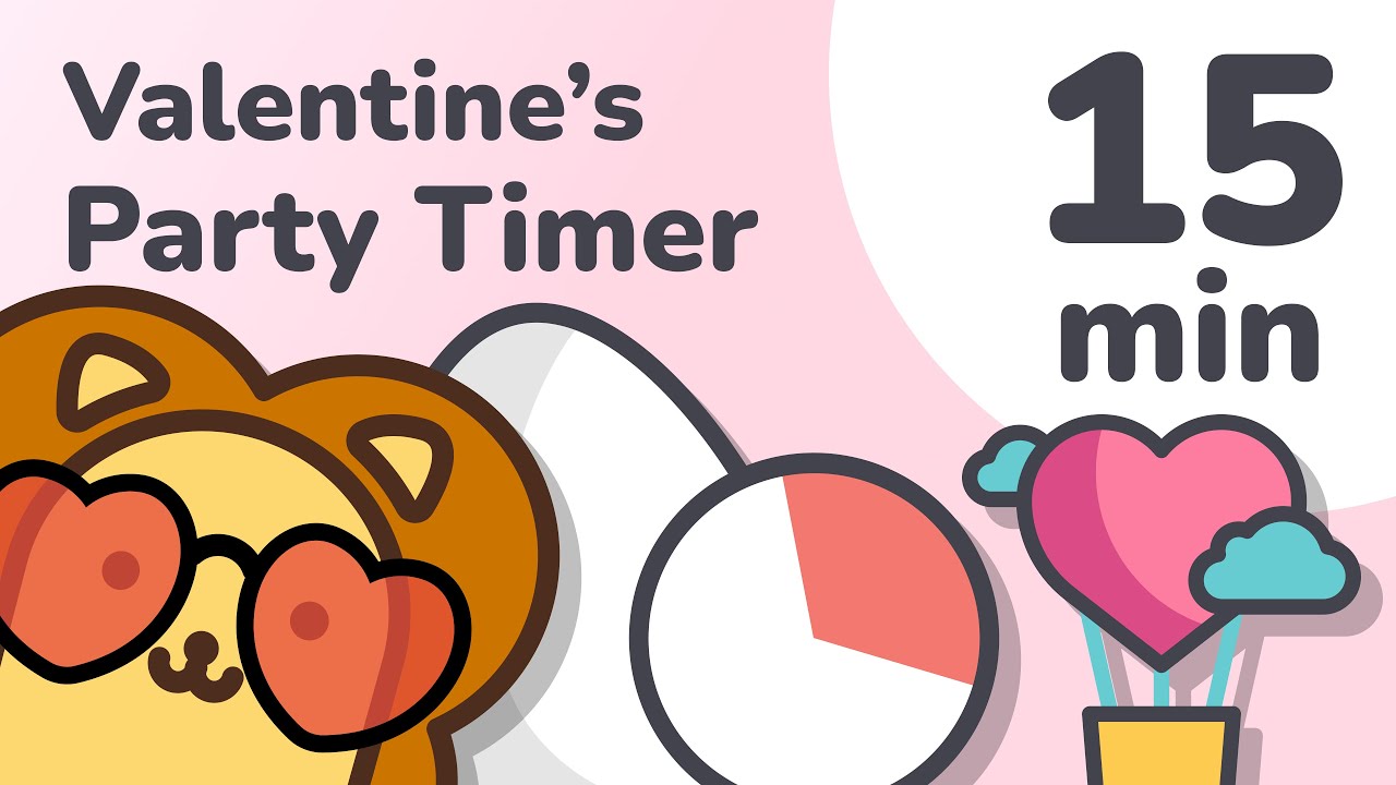 15 Minute Valentine's Party Timer for Kids (Visual Countdown) - YouTube