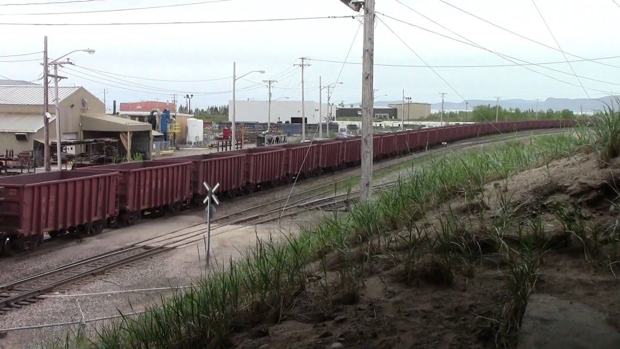 [HD] QNS&L 512, QNS&L 511 (Northbound Iron Ore) leaving Sept-Îles Qc. (Wacouna SUB, MP.3) - YouTube