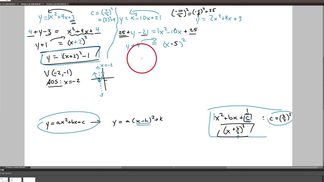 Rewrite into vertex form by completing the square - YouTube