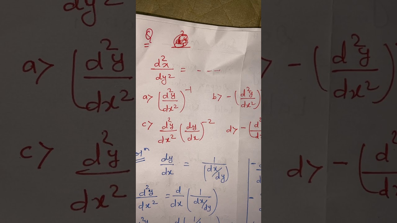 d2x/dy2 is equal to - YouTube