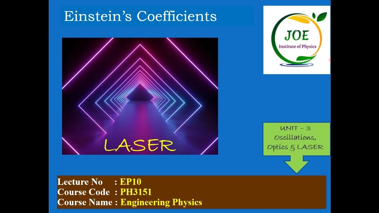 EINSTEIN’S COEFFICIENTS- PH3151- ENGINEERING PHYSICS - YouTube