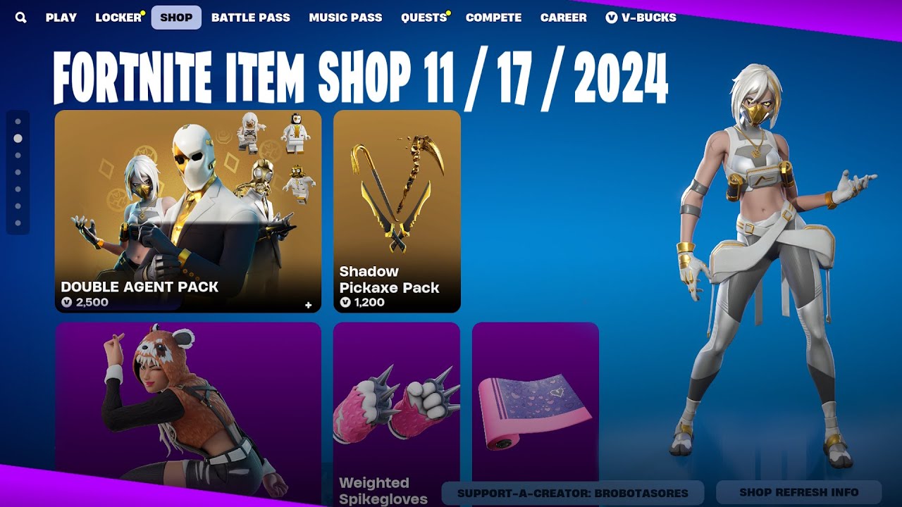 NEW EMOTE & DOUBLE AGENT PACK RETURNS! Fortnite item shop 11/17/2024 ...