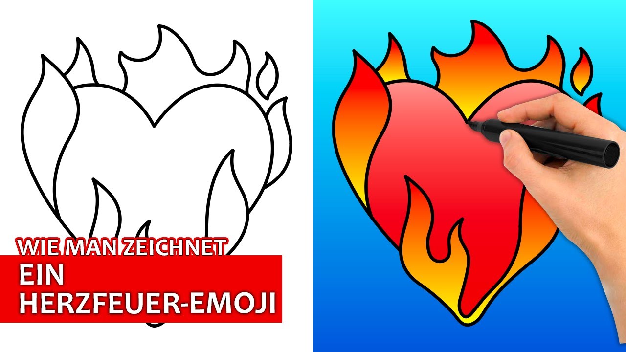 Wie Man Ein Herz-feuer-emoji Zeichnet (Einfaches Zeichen-Tutorial ...