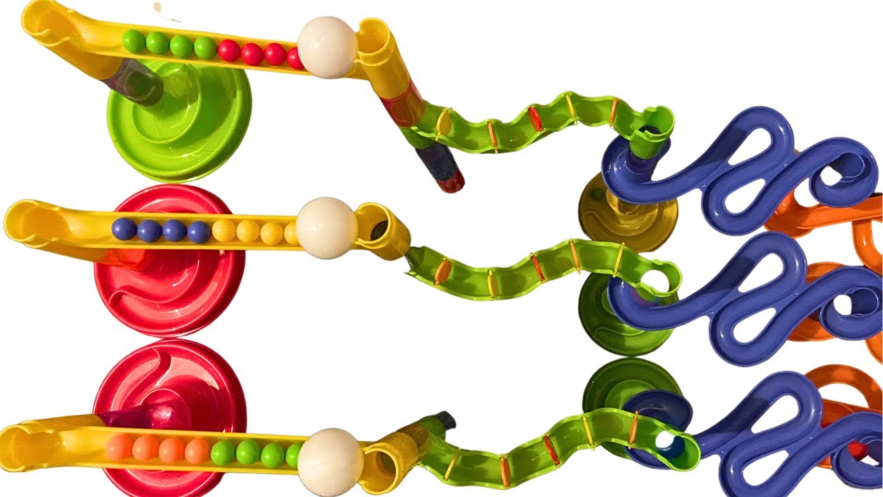 Triple Track Marble Run Race ♡ 3 Lane Course Multicoloured Plastic High ...