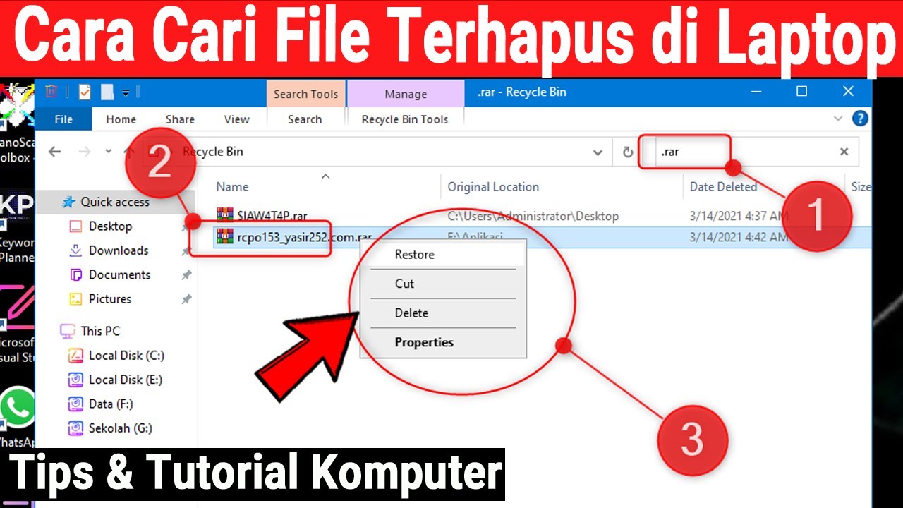 Cara Mencari File yang Terhapus di Laptop - YouTube