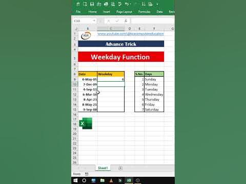 Weekday function in excel #shorts #shortsvideo #exceltech - YouTube