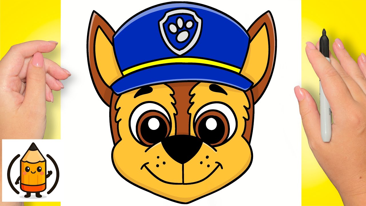 How To Draw Chase From Paw Patrol For Beginners - YouTube