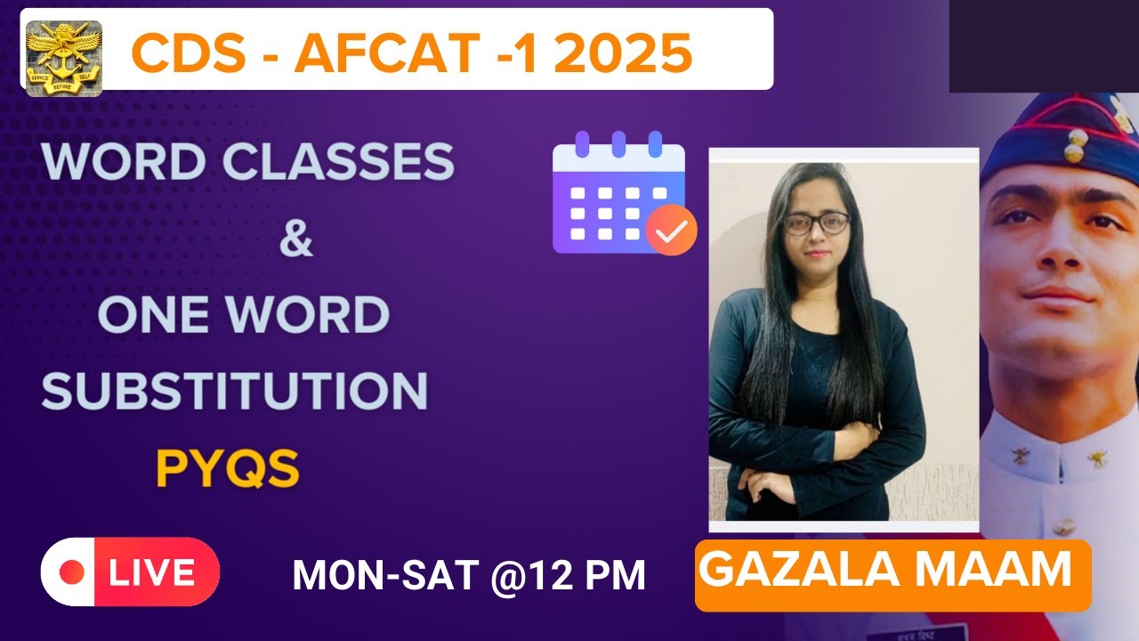 WORD CLASSES & ONE WORDS SUBSTITUTION - Basic Concepts + PYQs for CDS ...