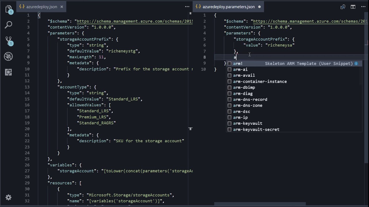 Azure Arm Lab 1 Creating A Parameter File Youtube