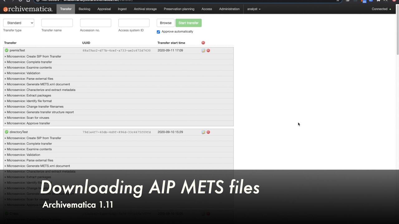 Archivematica 1.11: Downloading AIP METS files - YouTube
