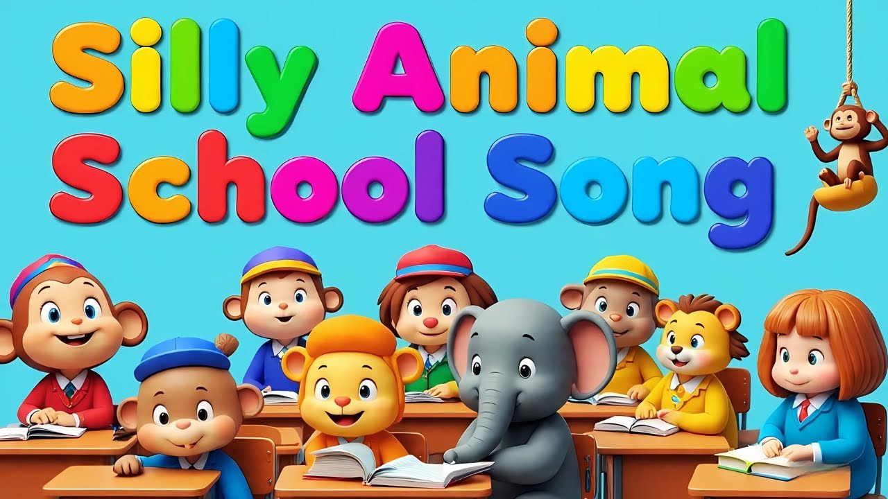 🐵🦁 Silly Animal School Song 🎵 | Fun Learning Nursery Rhyme with Sounds ...