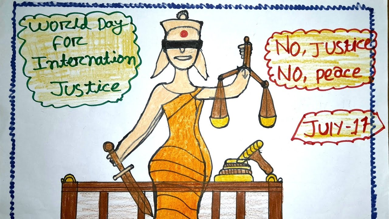 world day for International Justice drawing/How to draw Justice day ...