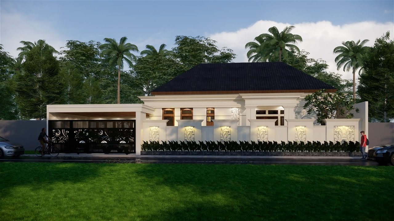 DESAIN RUMAH TINGGAL 1 LANTAI CLASSIC MODERN LEBARNYA 20 METER!! PANTES ...