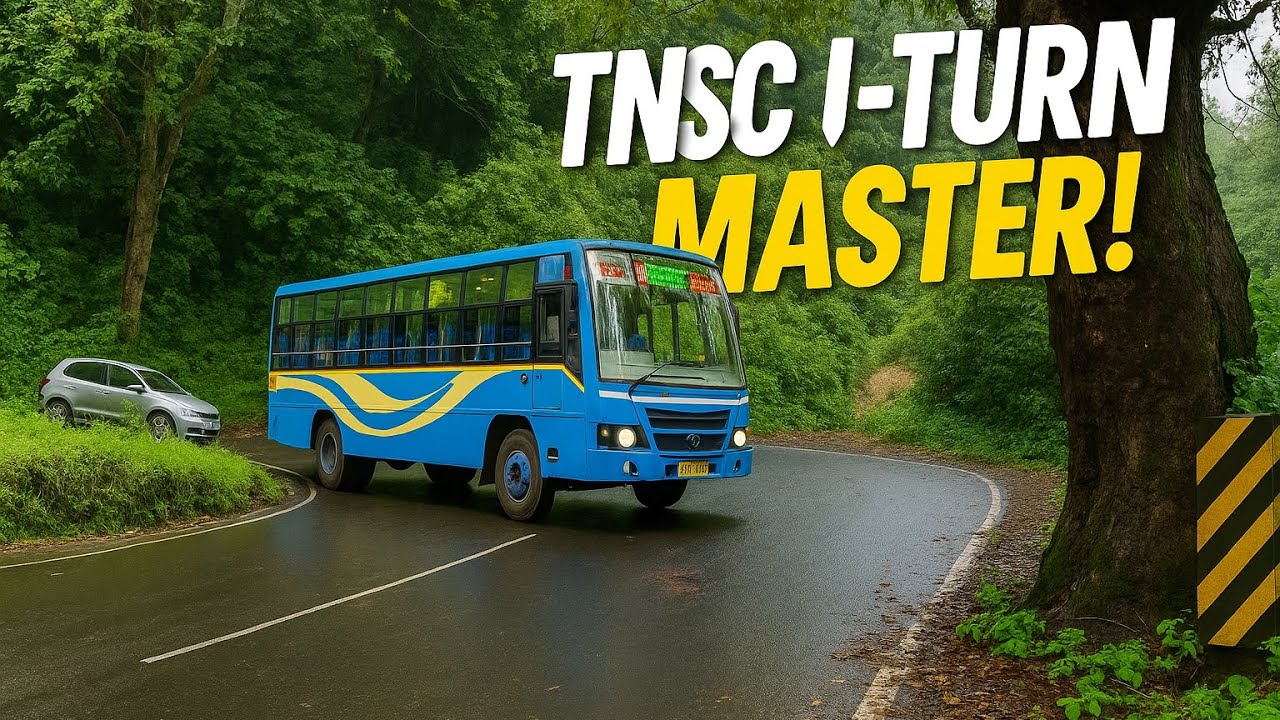 TNSTC Blue Bus Takes Perfect U-Turn on Narrow Mountain Road | Real ...